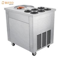 Quality Frozen Commercial Ice Cream Frying Machine With 2 Flat Pans And Imported Compressor Stainless Steel Fried Ice Cream Roll for sale