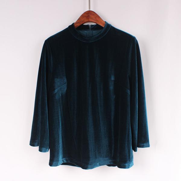 Quality Round Neck Polyester Spandex Velvet Tops For Women for sale
