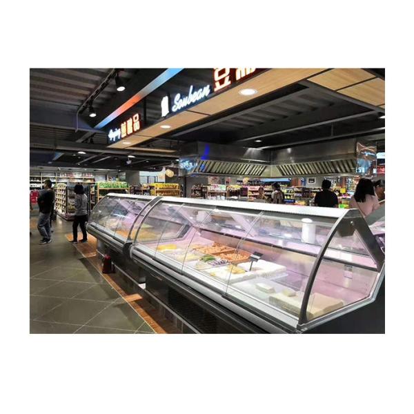 Quality Commercial Curved Style Refrigerated Deli Showcase Meat Cooler Deli Fridge for sale