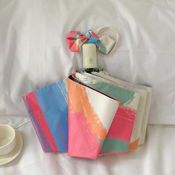 Quality Full Digital Print Automatic Three Folding Foldable Sun Travel Umbrella for for sale