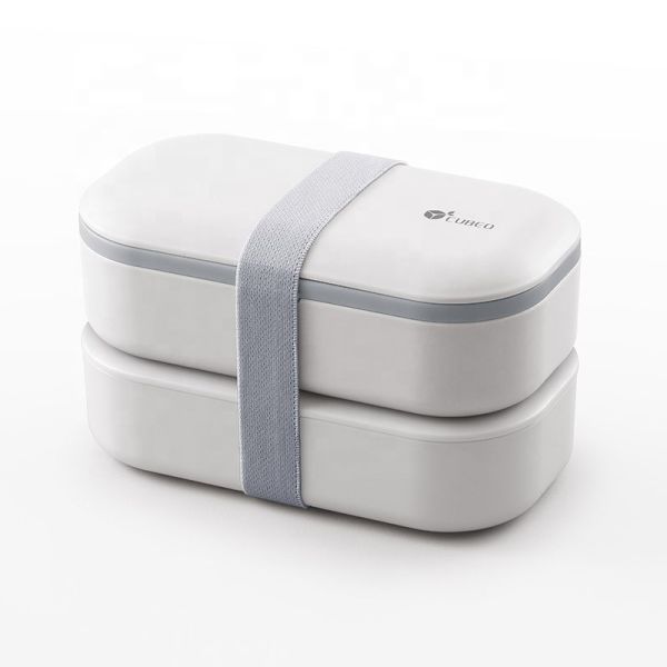 Quality 378g Stackable 2 Tier Custom BPA Free Leakproof Kids Bento Lunch Box Set with for sale