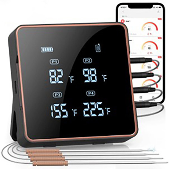 Quality Four Probes Digital Instant Read Bbq Meat Thermometer Bluetooth Wireless Meat Thermometer for sale