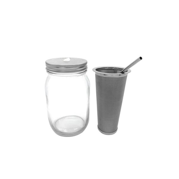 Quality Silver Stainless Steel Cold Brew Mason Jar Filter Kit 2 Cups for sale