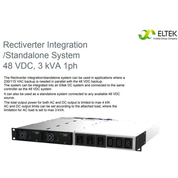 Quality 3kVA 1phase 48VDC Eltek Rectiverter 1U DC Power System For Telecom 4G Railway for sale
