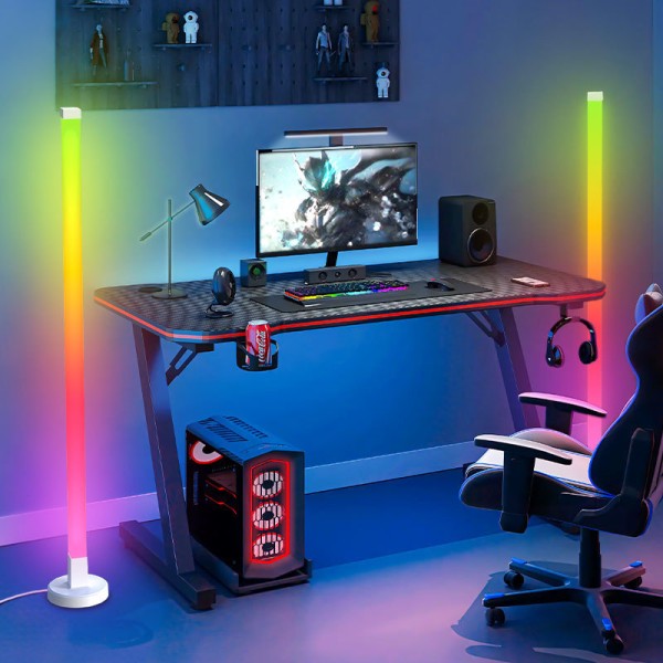 Quality RGB Emitting Color Modern ABS LED Floor Lamp White Shade Dimmable Remote Control USB Power Source Smart Home Voice Control for sale