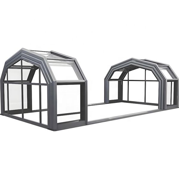 Quality Modern Aluminium Custom Motorized Retractable Glass Houses Enclosure Electric Automatic Sliding Sunroom Roof Cover Hotels Parks for sale
