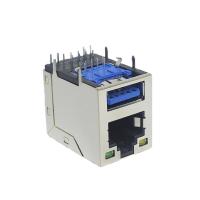 Quality PBT Black 3.0 USB PCB Connector Type A Female With RJ45 Stacked for sale