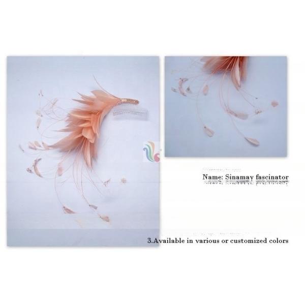 Quality Stripped Goose Flower Feather Headband , Year Occasion Feather Flower Crown for sale