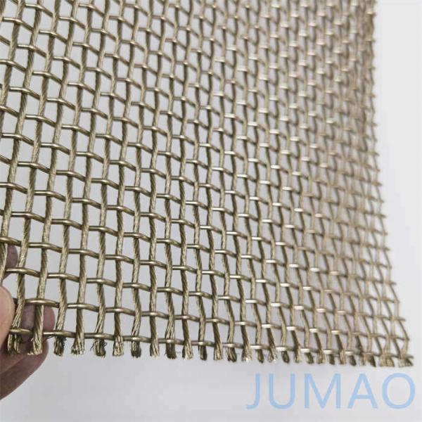 Quality Champagne Golden 304 Architectural Mesh Facade Exterior Metal Wire Cladding for sale