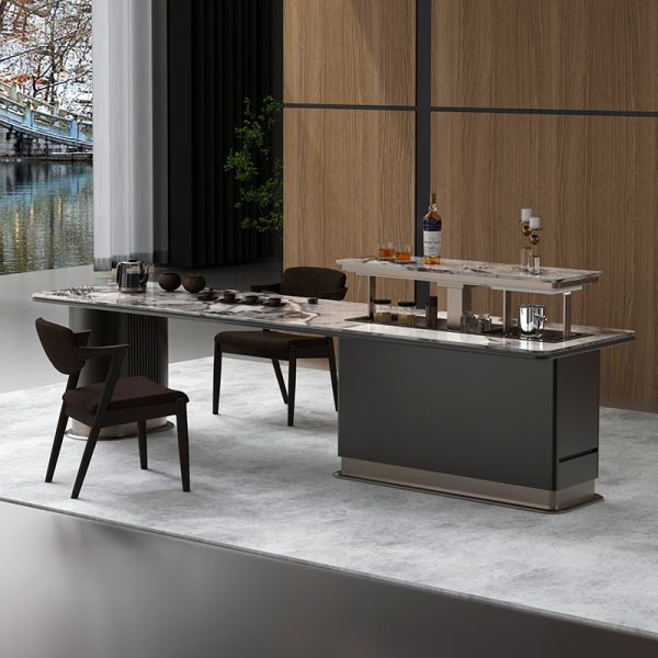 Quality Chinese Style Kung Fu Smart Tea Table Tea Bar with Lift Up Refrigerator Volume for sale