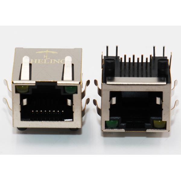 Quality 8 Pin Modular Female Single Port RJ45 Connector With EMI Tab And LED for sale
