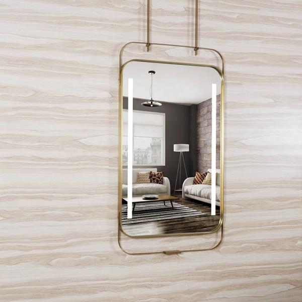 Quality Rust Resistant LED Lighted Metal Framed Bathroom Wall Mirror with Round Corner for sale