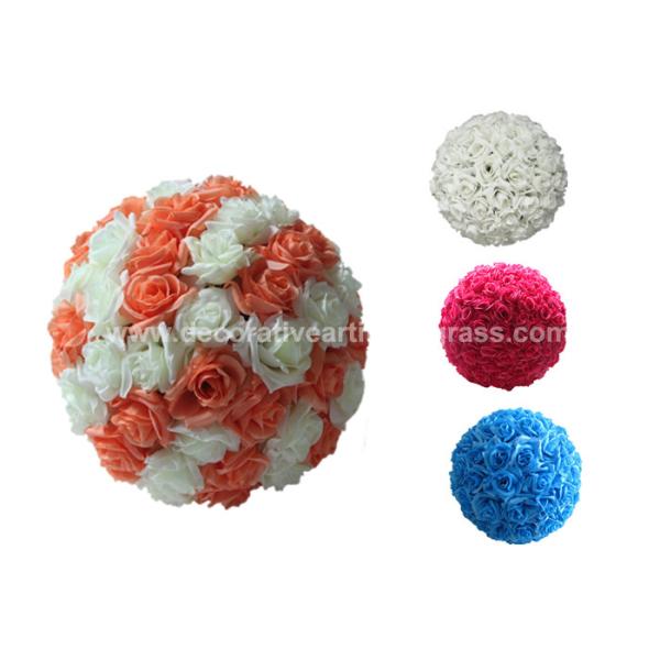 Quality 8'' Fake Flower Balls Silk Fabric Hanging Kissing Ball Flowers for sale
