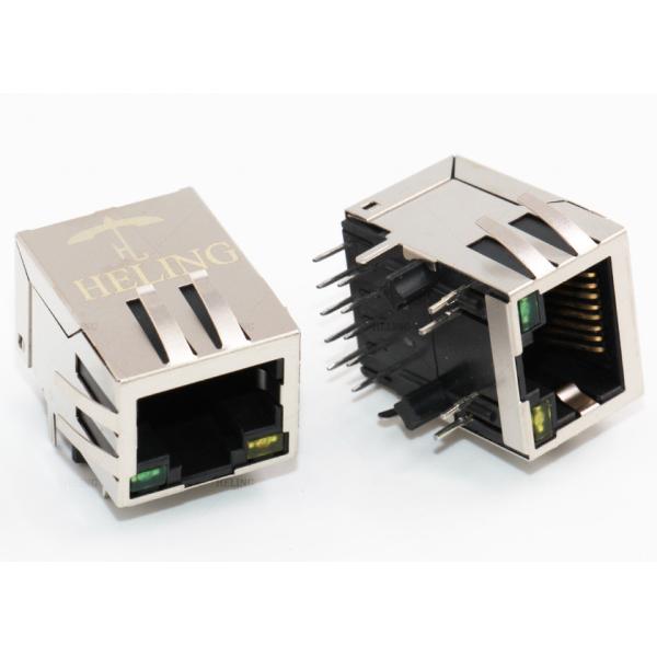 Quality EMI Tab Spring PoE Plus Integrated Magnetics RJ45 Jack Connector With LED for sale