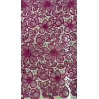 Quality Fushcia Chemical Floral Embroidery Lace Fabric 119CM Width for sale