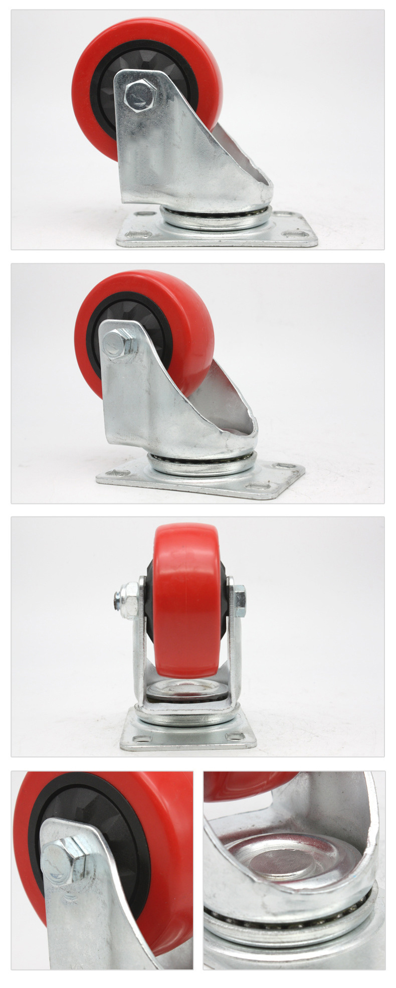 3inch 4inch 5inch Industry Wheel Trolley Barrow Wheels Single Bearing Red Plastic Swivel Wheel Caster