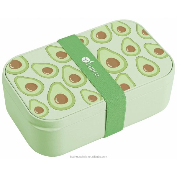 Quality On-the-go Food Grade Custom Logo Eco Microwave Safe Leak-proof Bamboo Fiber Plastic Storage Lunch Box for Kids with Cutlery Set for sale