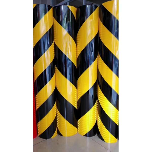 Quality EGP Grade Double Color Yellow Black Hazard Pattern UV Metal Backing Reflective for sale