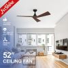 china Lower Noise Sleek Black Ceiling Fan with Dark Wood Grain Blades and Remote