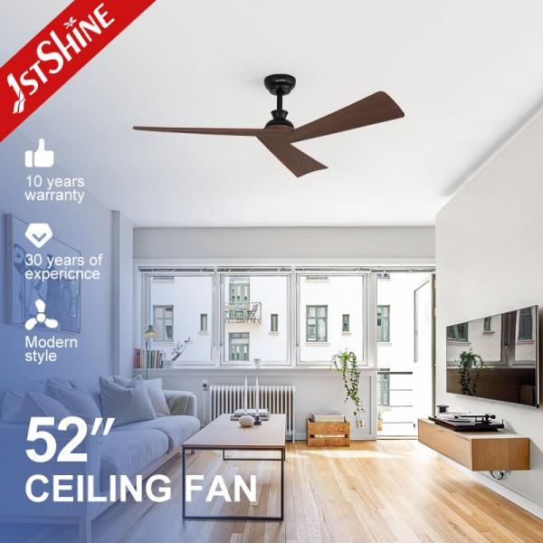 Quality Lower Noise Sleek Black Ceiling Fan with Dark Wood Grain Blades and Remote for sale
