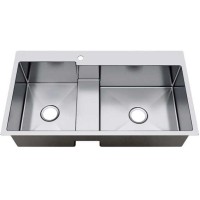 Quality Low Divide Gauge Top Mount Double Sink , Stainless Steel Handmade Sink for sale