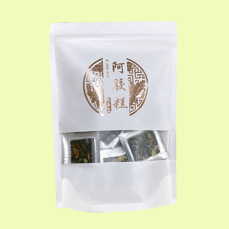 Quality Custom Printed Stand Up White Kraft Paper Bag Pouches with Ziplock Rectangular for sale