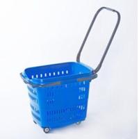 China PP Rolling Folding Cart With Wheels Collapsible Plastic Hand Baskets factory