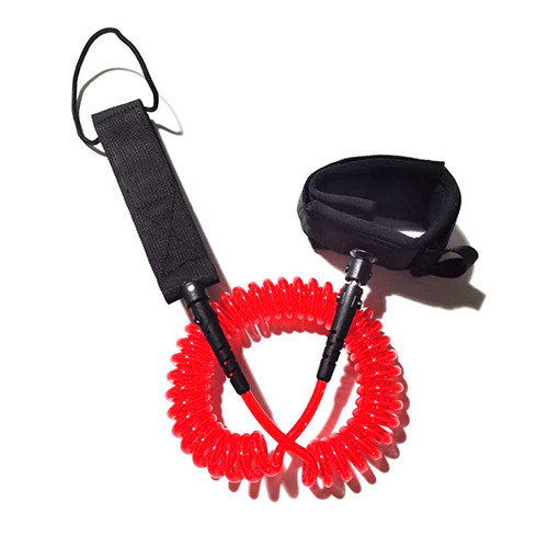 Quality 10'' Length Stretchable High Quality Black / Red Coiled SUP Leashes for sale