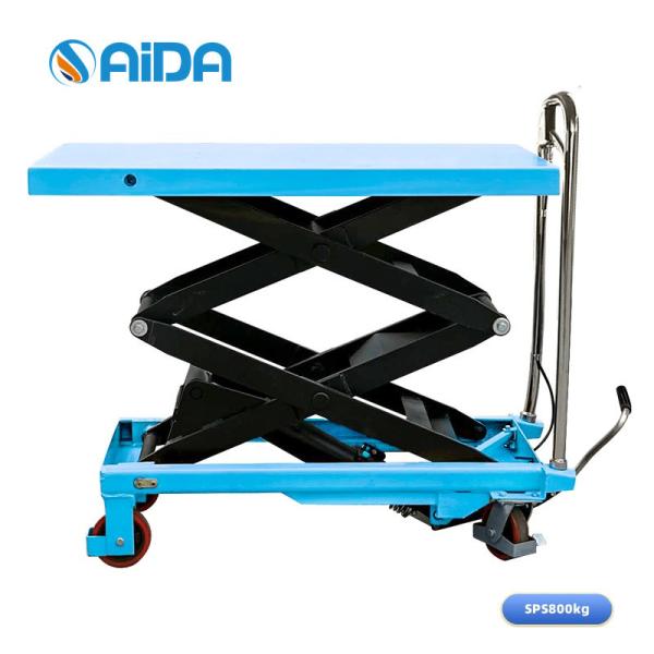 Quality Durable 800kg Hand Lifter Mobile Tablet  Double Scissor Service Weight Lifting platform trolley for sale