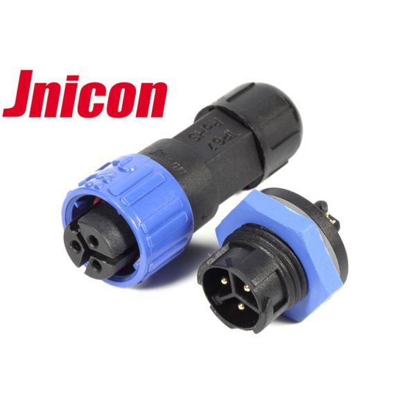 Quality Jnicon LED Waterproof Plug Socket 10A 3 Pin Push Locking Panel Mount for sale