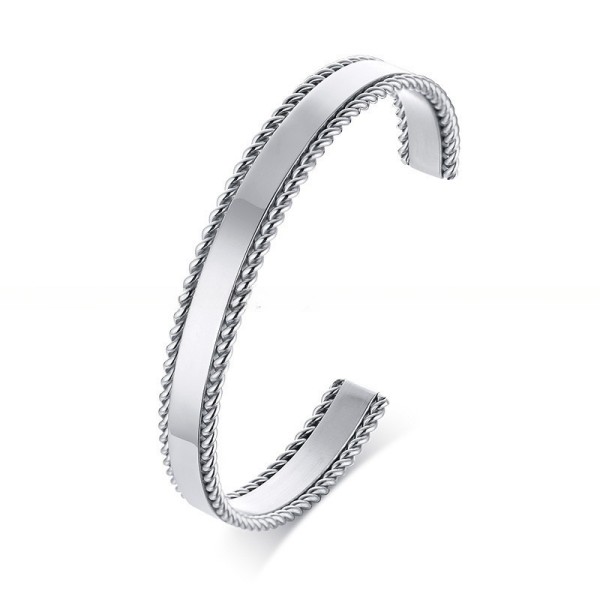 Quality Geometric Stainless Steel Open Cuff Bangle Adjustable Twisted For Men for sale
