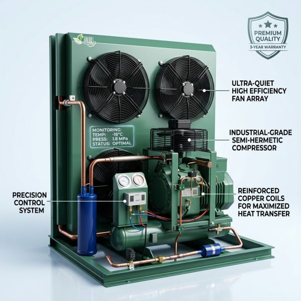 Quality Water Cooled Semi Hermetic Condensing Unit 4FES-5Y Shell Tube Condenser Industrial Refrigeration for sale