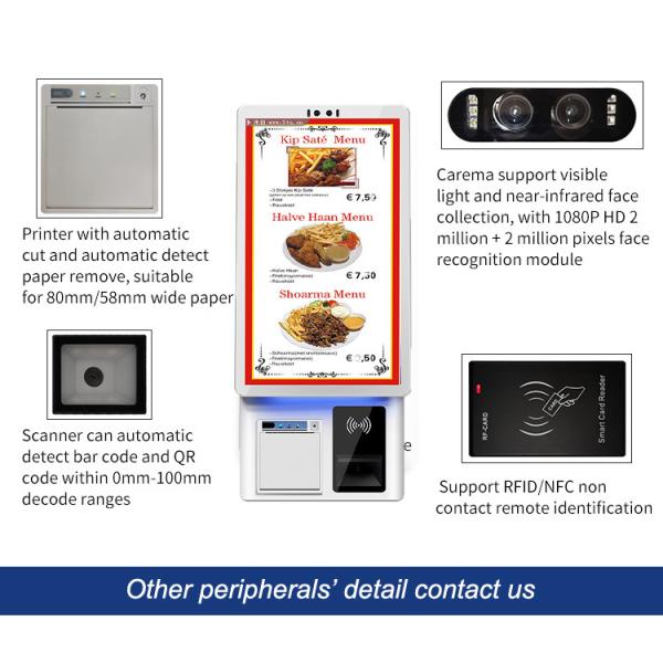 Quality Win7 Multi Installation Capacitive Touch Self Ordering Kiosk With QR Scanner for sale