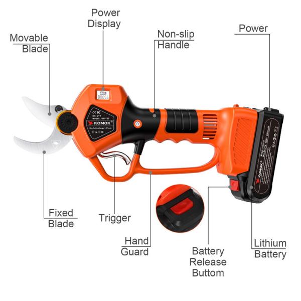 Quality 40mm Electric Cordless Pruning Shears with LED Display and Handguard for for sale