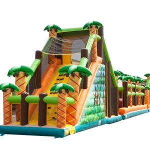 Quality Long Massive Games Inflatable Obstacle Course for Adults and Kids in Jungle for sale