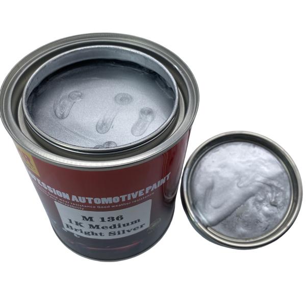 Quality M136 1K Medium Bright Silver Auto Paint Metallic Silver Car Paint Smooth Finish for sale
