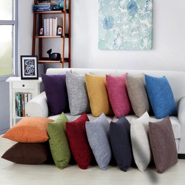 Quality Simple Solid Colors Linen Cotton Cushion Cover for Home Pillowcases in Vintage Style for sale