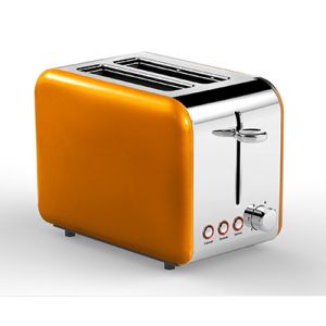 Quality Reheat Function Brushed Chrome Stainless Steel Toaster 2 Slice for sale