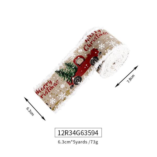 Quality 63MM MSD Christmas Wired Burlap Ribbon with Snow and Candy Print Create Festive for sale