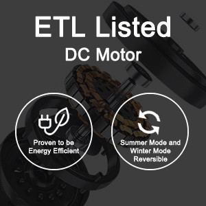 Quality 3000K Black 52 Inch Ceiling Fan With Light Efficient Reversible DC Motor for sale