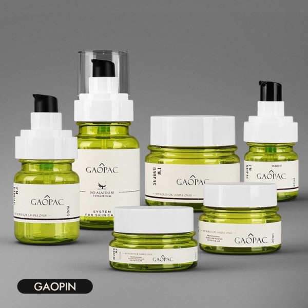 Quality 40ml 50ml 130ml Green Plastic Lotion Bottle Luxury Cosmetic Packaging Set for sale