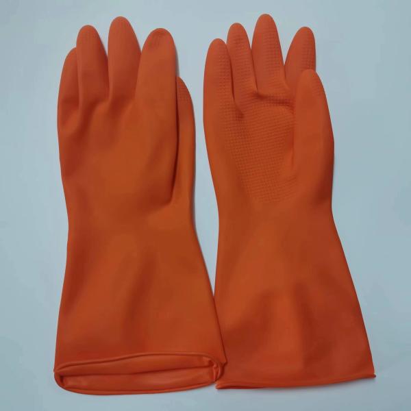 Quality 30cm Industrial Latex Household Glove Chemical Resistance Thickening Orange Latex Glove for sale
