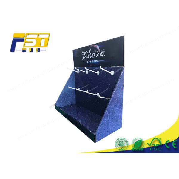 Quality Plastic Hooks 4C CMYK 350g CCNB Cardboard Counter Display for sale