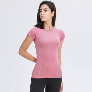 Quality Active Stretch 80 percent Nylon Women'S Workout Tee Shirts For Gym for sale