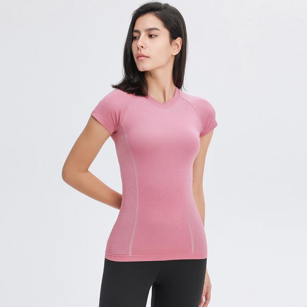 Quality Active Stretch 80 percent Nylon Women'S Workout Tee Shirts For Gym for sale