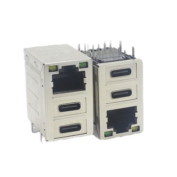 Quality Shielded RJ45 Female Socket LAN Female Connector Jack Dual Type C Combo for sale