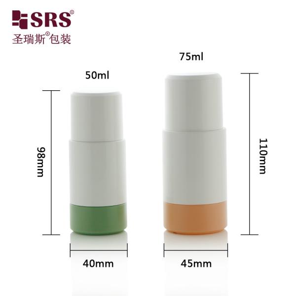 Quality RPPE-50ML 75ML Double Wall PP Refillable Roll On Deodorant Bottles Hollow Ball for sale
