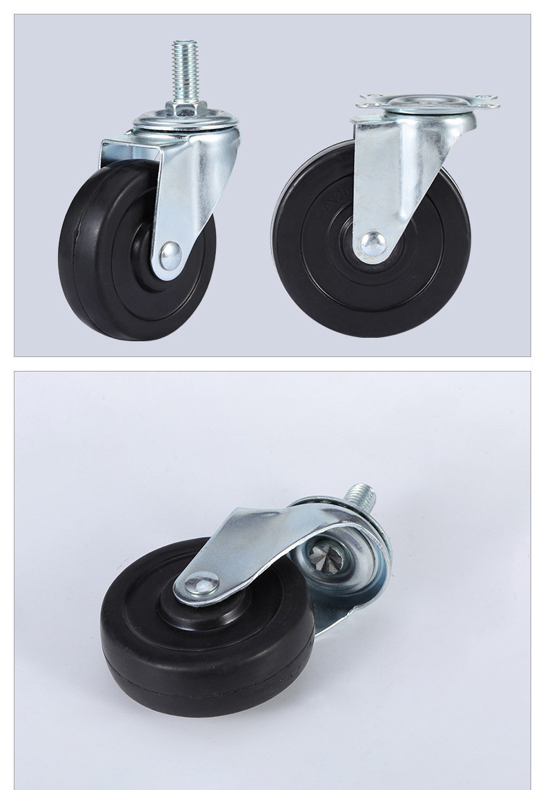 Light Duty 1inch 1.25inch 3inch Furniture Rubber Black Swivel Castor Wheel