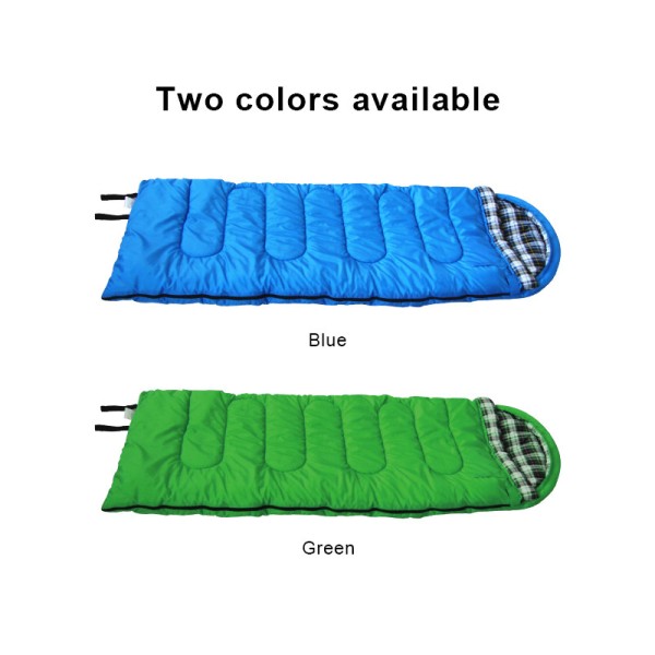 Quality 210T Polyester Camping Sleeping Bags Blue Flannel Sleeping Bag Rectangular for sale