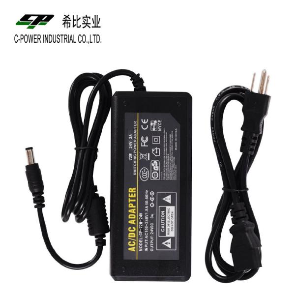 Quality Efficiency 88% 24VDC 72W 24V 3A AC DC Desktop Power Supply for Your Satisfaction for sale